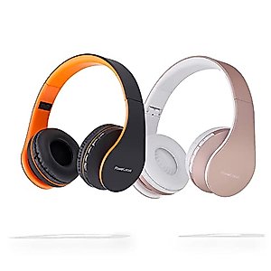 PowerLocus Rose Gold Bluetooth Headphones with Black/Orange Bluetooth Headphones