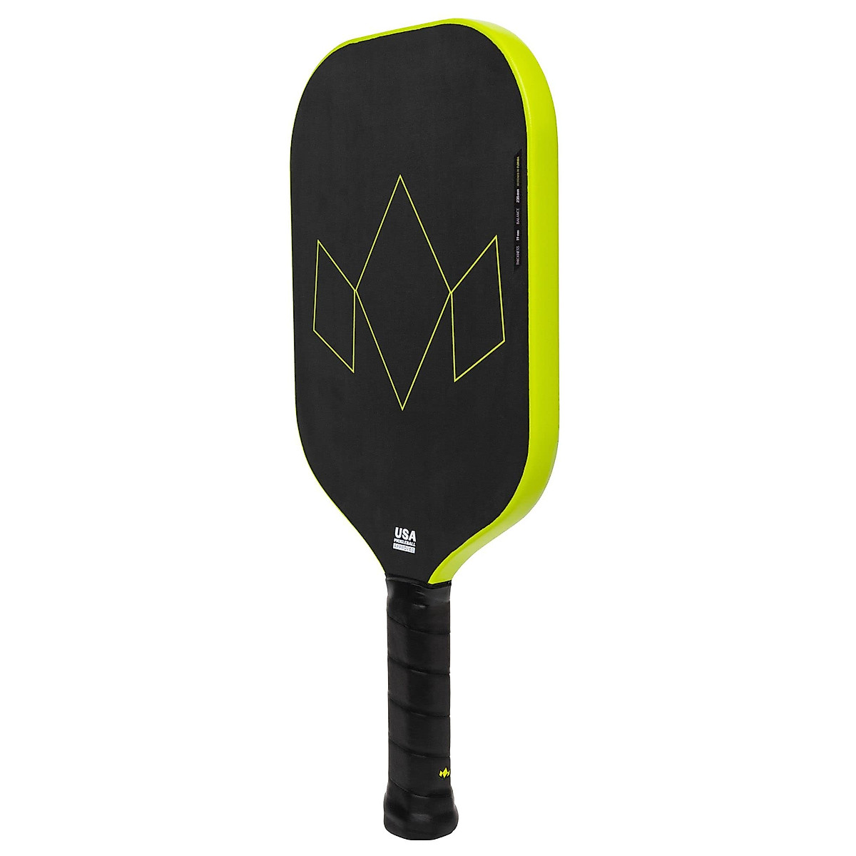 Diadem Warrior V2 Pickleball Paddle – Liquid Carbon Fiber Edgeless Design, Etched Face for Lasting Spin, 19MM Thick, 3 Layer Construction (Yellow)