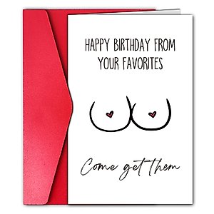 GYYsweetus Funny Husband Birthday Card, Sexy Birthday Gift, Rude Bday Card for Boyfriend, Humorous Birthday Card from Wife Girlfriend (Come Get Them)
