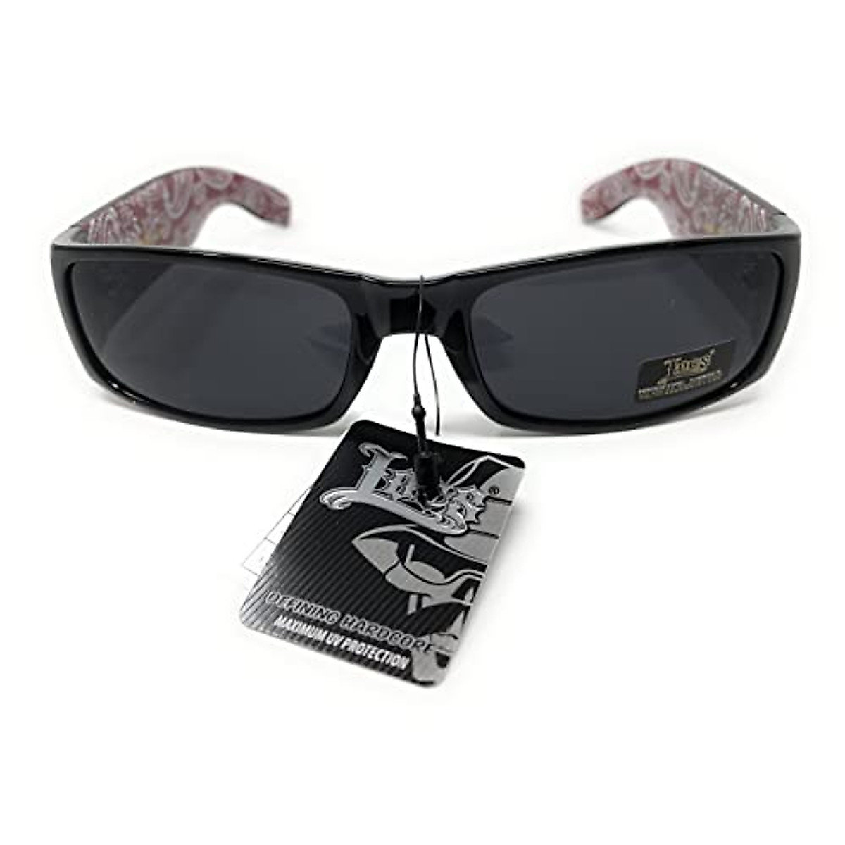 Locs Mens Hardcore Gangster Sunglasses Bandana Print BLACK/RED