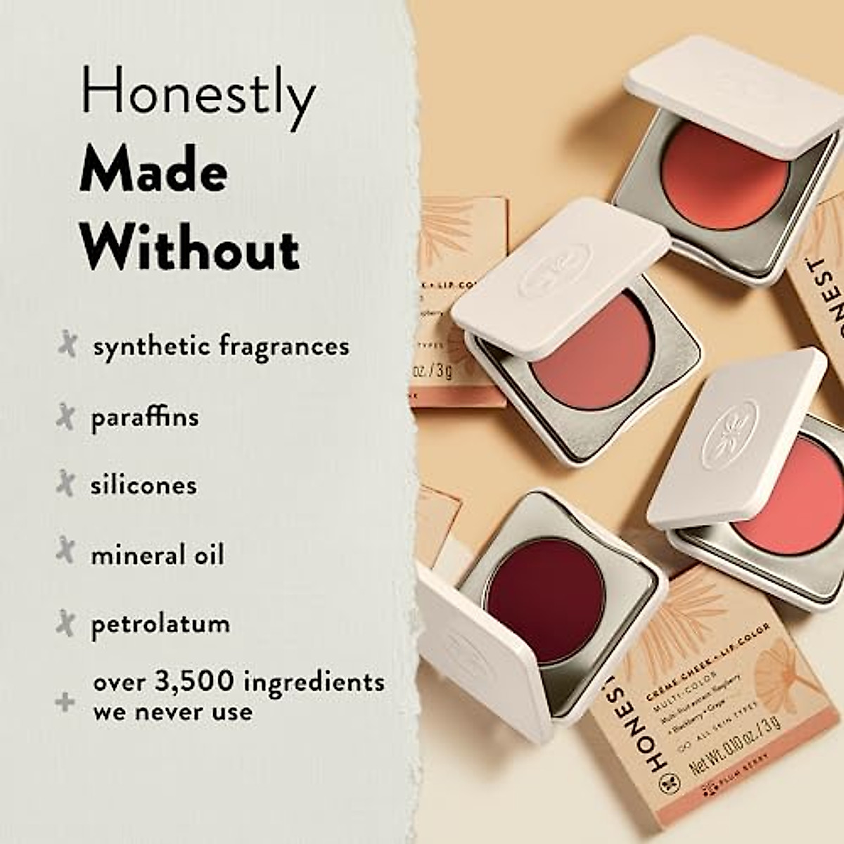 Honest Beauty 2-in-1 Creme Cheek Blush + Lip Color | EWG Verified, Vegan + Cruelty Free | Peony Pink, .1 oz