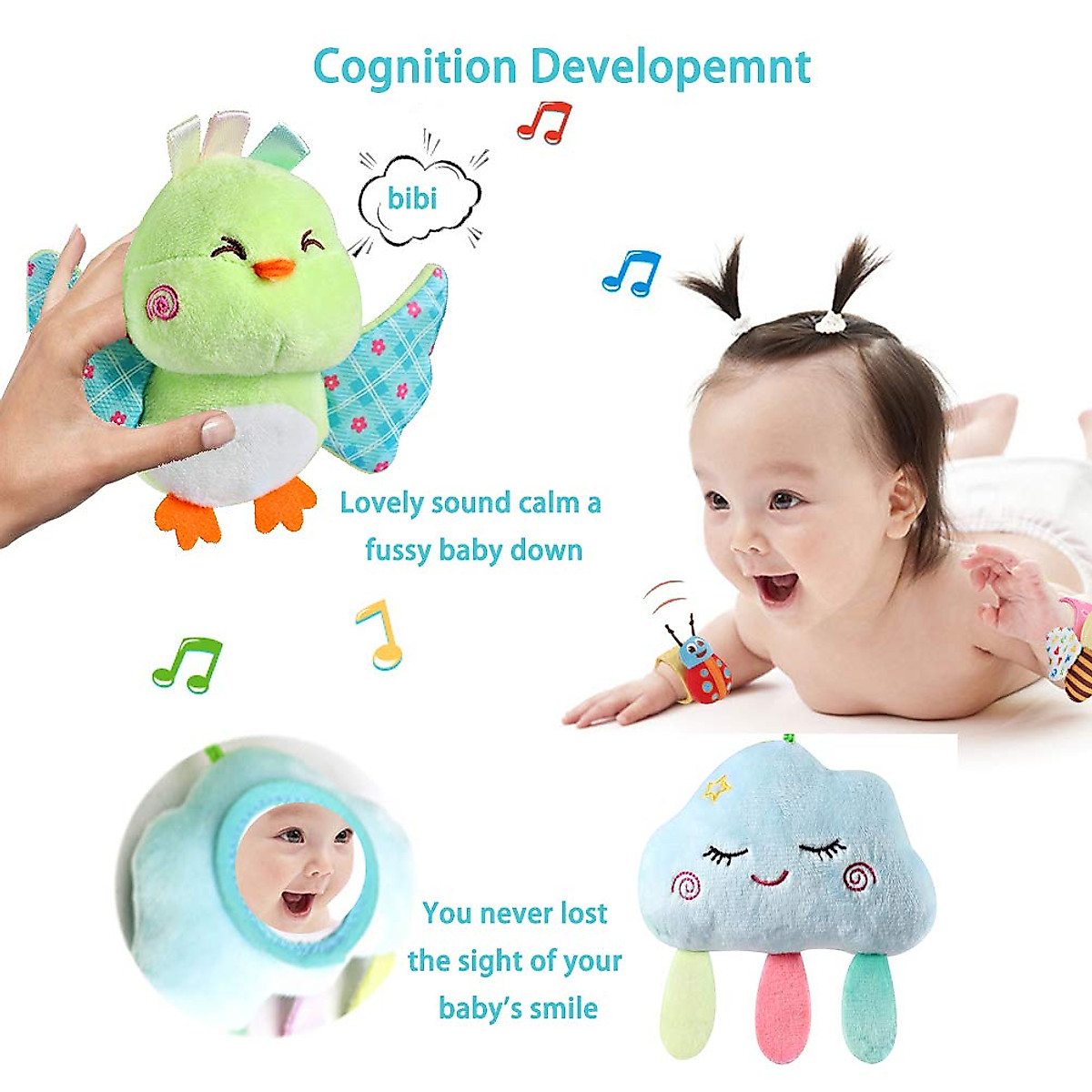 YOYIKER Stroller Toys & Car Seat Toys for Babies 0-6 Months, Hanging Rattle Toys for Baby 6-12 Months, Baby Wrist Rattles with Carseat Toys for Infant