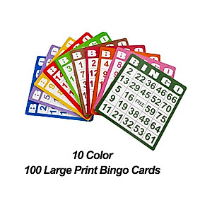JUNWRROW Deluxe Bingo Set- Includes 1000 Colorful Chips with a Bag,100 Mixed Cards,75 Calling Balls with a Bag, 6 Inch Rotary Bingo Cage& Bingo Master Board,Bingo Storage Bag -Ideal for Large Groups
