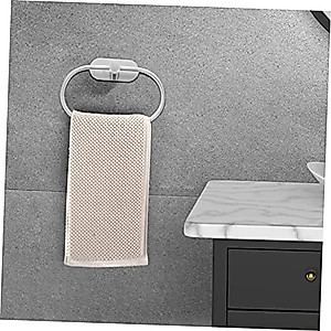 DOITOOL Hand Towel Holder for Wall Mount Bath Storage Kitchen Duty Square Stainless Heavy Towel Hand Steel Bathroom Room Laundry Round Rack Ring Modern Toilet Hanger Holder Towel Holder