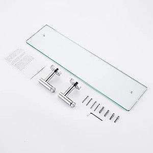 KES Glass Shelf Bathroom Rectangular Shelf 20-Inch with 8 MM-Thick Tempered Glass Rustproof Metal Bracket Wall Mount Brushed Finish, A2021-2