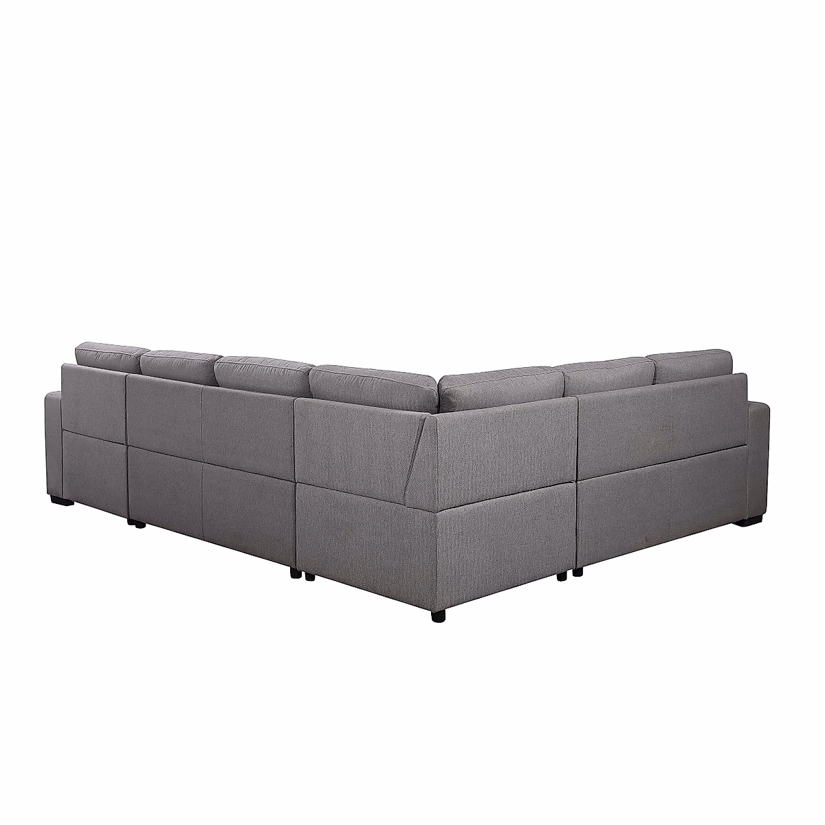 Eafurn U Shaped Sectional Pull Out Bed and Storage Chaise, Oversized Convertible Sleeper Detachable Cushion Back,Comfy Upholstered Sofa & Couch Sofabed for Living Room, Grey 6 Seater 123"