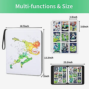HESPLUS Football Card Binder with Sleeves, 900 Pockets Football Trading Card Holder, Sports Cards Storage Organizer for Football Basketball Baseball or Gaming Trading Cards with 50 Removable Sleeves