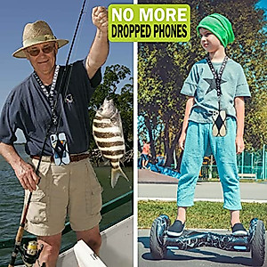 Gecko Travel Tech Cell Phone Holder for Walking with Universal Lanyard Phone Case for Most Smartphones (Dog PAW Neck - Black Diamond)