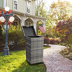 VINGLI 27 Gallon Outdoor Trash Can, Outdoor Dustbin with Convenient Lid for Patio, Garden, Yard, Outdoor Kitchen (Grey with Gradient)