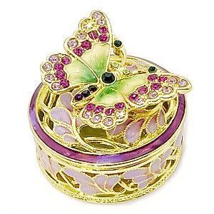 JWT Astyle Elegant Butterfly Jewelry Trinket Boxes.Enameled Decorative Keepsake Ring Box Holder Necklace Earrings Organizer Home Decor.Butterfly Gifts for Women