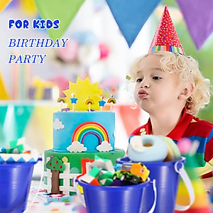 12 Pack 4 Inch Beach Buckets and Shovels for Kids Sand Pails Plastic Sand Buckets Bulk Small Toy Buckets, Sand Toys at The Beach, Use for Toddlers Little Guys Building Sand Molds (Blue)