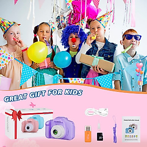Upgrade Toddler Camera, HD Digital Video Cameras for Toddler, Kids Selfie Camera Toys with 32GB SD Card for 3 4 5 6 7 8 9 Year Old Girls and Boys, Christmas Birthday Gifts for Boys - Purple