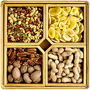 Serving Platter - Bamboo Divided Serving Tray with Lid & Removable Dividers - Great Veggie Tray Serving Dish, Candy Bowl, Serving Trays for Party, Taco Dip Parties Platters, & Chip Bowls for Parties!