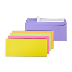 Staples 122725 Easyclose Neon Color Envelopes #10 Assorted 4 1/8-Inch H X 9 1/2-Inch W 50/Pk