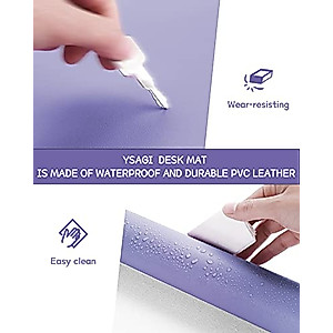 YSAGi Non-Slip Desk Pad,Mouse Pad,Waterproof PVC Leather Desk Table Protector,Ultra Thin Large Desk Blotter, Easy Clean Laptop Desk Writing Mat for Office Work/Home/Decor(Lavender, 31.5" x 15.7")