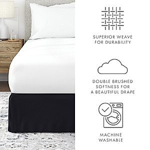 Linen Market Bed Skirt - Ultra Soft Microfiber - Easy Fit with 14 Inch Tailored Drop - Hotel Quality, Shrinkage & Fade Resistant - Bed Cover - Twin XL Bed Skirts - Bedroom Décor - (Twin XL, Black)