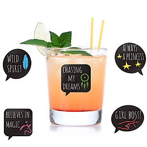 Funny Wine Glass Drink Markers - 18 Static Clings Reusable Glass Stickers - For Wine Tasting Party, Wine Gift and Favors