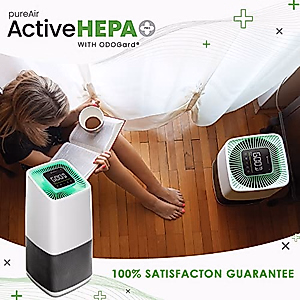 Greentech Environmental pureAir Active HEPA+ Pro with ODOGard® - Odor Eliminator and Air Purifiers for Home, Office, and Bedroom, Up to 375 Square Feet, Neutralizes Tough Odors, Easy Set Up