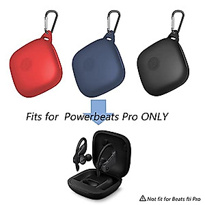 Anti Lost Carrying Protective Silicone Replacement Case for Beats Powerbeats Pro 2019 Full Body Protection Shockproof Powerbeats Charging Case Skin and Cover with Carabiner Red