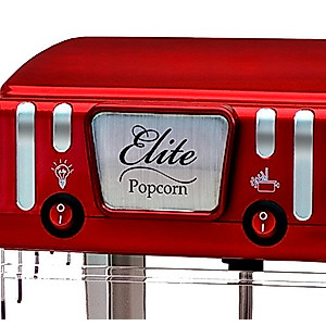 Elite Gourmet EPM-250 Maxi-Matic 2.5 Ounce Classic Carnival, Tabletop Kettle Popcorn Popper Machine, Retro-Style, Movie Hot Buttered Popcorn, Red