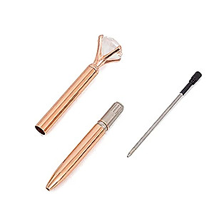 MSTOKIN Bling Crystal Diamond Pen metal ballpoint pens for Office School with Reffills students gift, pack of 3 4 5 8 12 (3 rose gold)