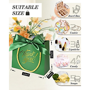 EQOREIIN 30 Pack Small Thank You Gift Bags with Handles 5.5 x 2.4 x 4.7 Inches Gift Bags with Bow Ribbon Party Favor Bags Paper Gift Bags Bulk for Baby Shower, Wedding, Party Favor, Birthday,