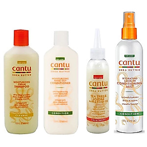 Cantu Shea Butter Moisturizing Shampoo + Conditioner +Leave In Conditioning Mist + Hair & Scalp Oil "Set"