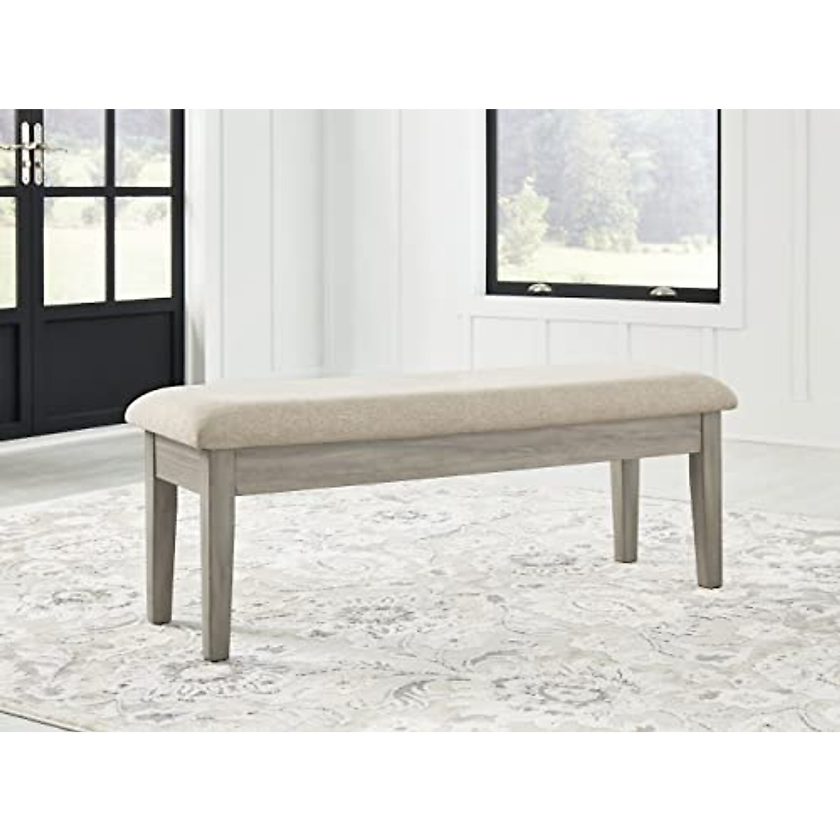 Signature Design by Ashley Parellen Upholstered Storage Dining Bench, Beige