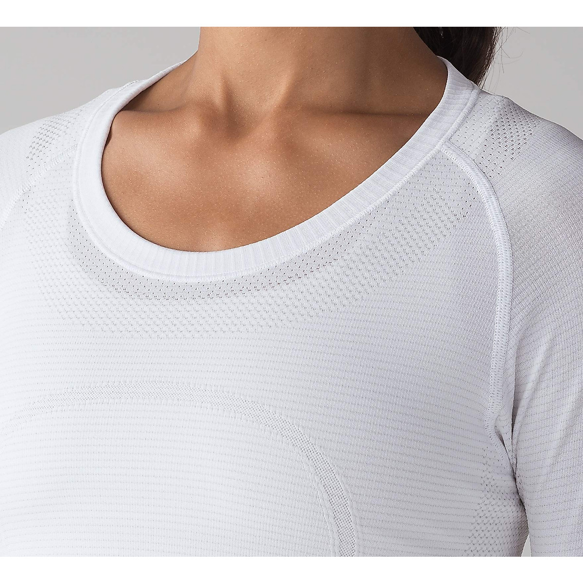 Lululemon Swiftly Tech Long Sleeve Crew (Heathered White, 10)