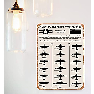 WWII Planes，How To Identify Warplanes Metal Tin Sign 12x8 Inch | Gift for Pilot, Men, Dad, Boyfriend, Him, WallArt,Aviation Art