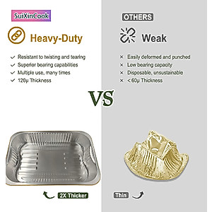 SuiXinCook Gold Aluminum Foil Baking Pan with lids Heavy Duty 9"×13"(10pack+10Lids), Double thickening, Disposable cake pans,Microwave oven safetyle. for Cooking,，Heating,Storage, BBQ
