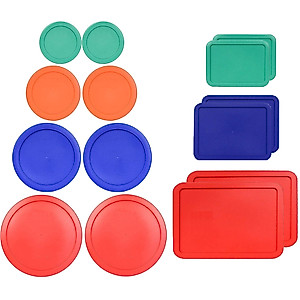 Klareware 1 Cup 2 Cup 3 cup 4 cup 6 cup 7 Cup 11 cup Round Plastic Food Storage Replacement Lids Covers for Klareware Anchor Hocking and Pyrex Glass Bowls (Container not Included) (14 Pack)