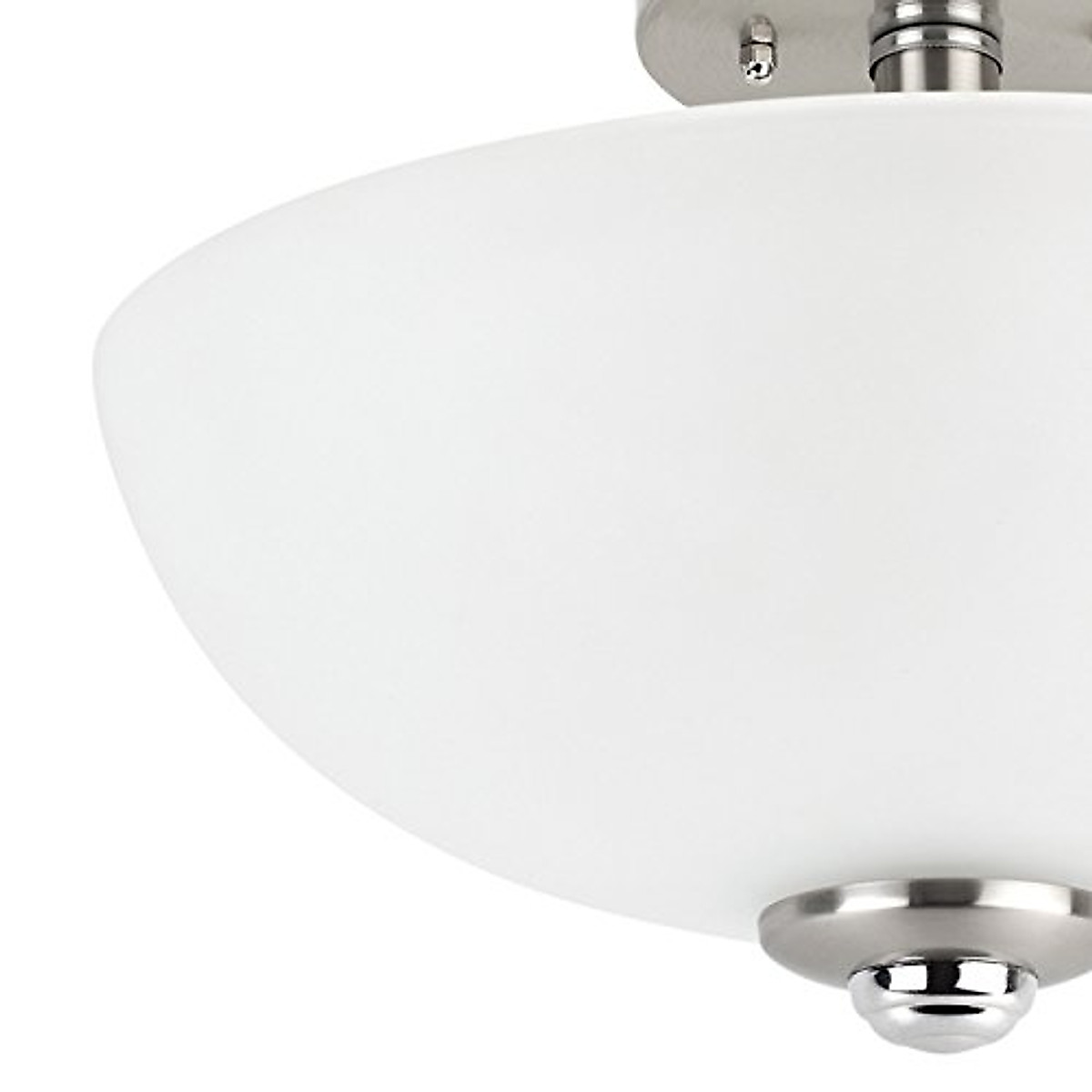 Globe Electric 63357 2-Light Semi-Flush Mount Ceiling Light, Brushed Nickel, Chrome Accents, Frosted Glass Shade, Light Fixtures Ceiling Mount, Bedroom Lights for Ceiling, Dining Light Fixture