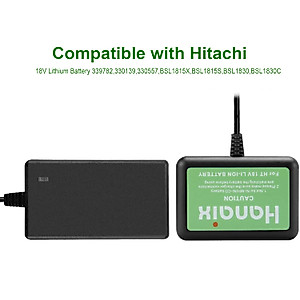 Hanaix 18V Battery Charger for Hitachi 339782 BSL815X BSL1815S BSL1830 BSL1830C 339782 330139 330557 Li-ion Battery Fast Charger