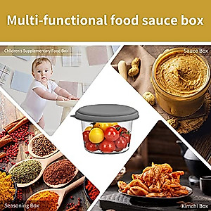 Pudy Roll 4 Pack 4.5 Oz Glass Condiment Containers With Leakproof Lid, Reusable Dipping Sauce Cups Set, BPA-Free, Grey