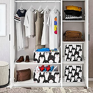Penguins Storage Basket Storage Bin Rectangular Collapsible Nursery Baskets Large Toy Chest Organizer for Childrens Toys Playroom