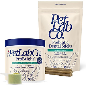 PetLab Co. – Total Teeth Care Bundle: Dental Powder for an Effortless Deep Clean in 1 Scoop for Large Dogs & Dental Chews - Target Dirt & Tartar Build-Up - Easy to Use
