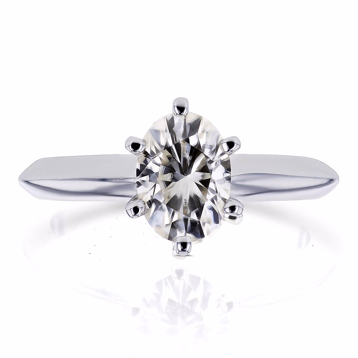 Kobelli Oval Moissanite 6-prong Solitaire Engagement Ring 7/8 Carat in 14k White Gold, 4