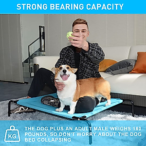 BRIKY Extra Large Elevated Dog Bed, Outdoor Raised Dog Cot Bed, Green Portable Pet Beds with Cooling Washable Mesh XL