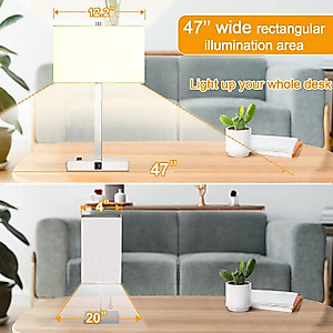 【Upgraded】21" Set of 2 Bedside Touch Control Table Lamp with USB A+C Charging Ports & AC Outlet, 3-Way Dimmable Modern Nightstand Lamp With White Shade for Bedroom, 2700K LED Bulbs Included