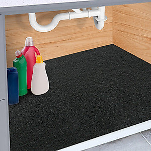 LotFancy Under Sink Mat for Kitchen, 36" x 30", with Absorbent Fabric and Anti-slip Waterproof Backing, Washable Under Cabinet Liner, Reusable Shelf Protector, Black