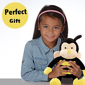 Garden Buzz Cuties Nana The Bee with Smile Face and Yellow Wings Plush Bumblebee Stuffed Animal Shaped Soft Bug Insect Toy Plushie Present