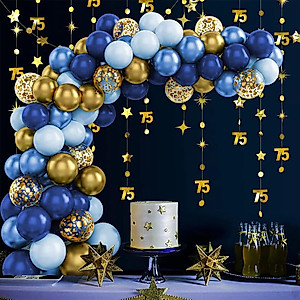 Navy Blue Balloons Garland Arch Kit - 133PCS Different Sizes Navy Blue Macaron Blue Metallic Blue Confetti and Gold Latex Balloons for Baby Shower Wedding Bridal Shower Birthday Party Decoration