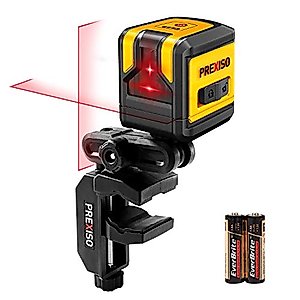 PREXISO 30FT Self Leveling Cross Line Laser, Switchable Vertical and Horizontal Red-Beam Line with Mount Clamps, 2 AA Batteries Included