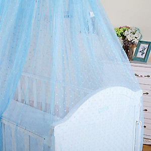 RuiHome Baby Crib Bed Mosquito Net Without Stand Boys Girls Palace-Style Dome Netting Curtain Infants Nursery Bedroom Decor Toddler Shower Gifts, Blue Color