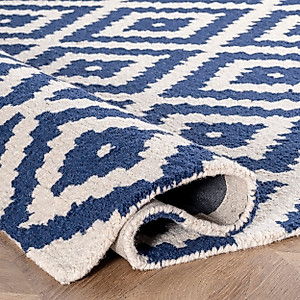 nuLOOM Kellee Hand Tufted Geometric Wool Area Rug, 5x8, Navy
