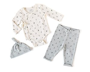PEHR Kimono 3-Piece Set Hatchling Bunny / 3-6 mos.,Sea
