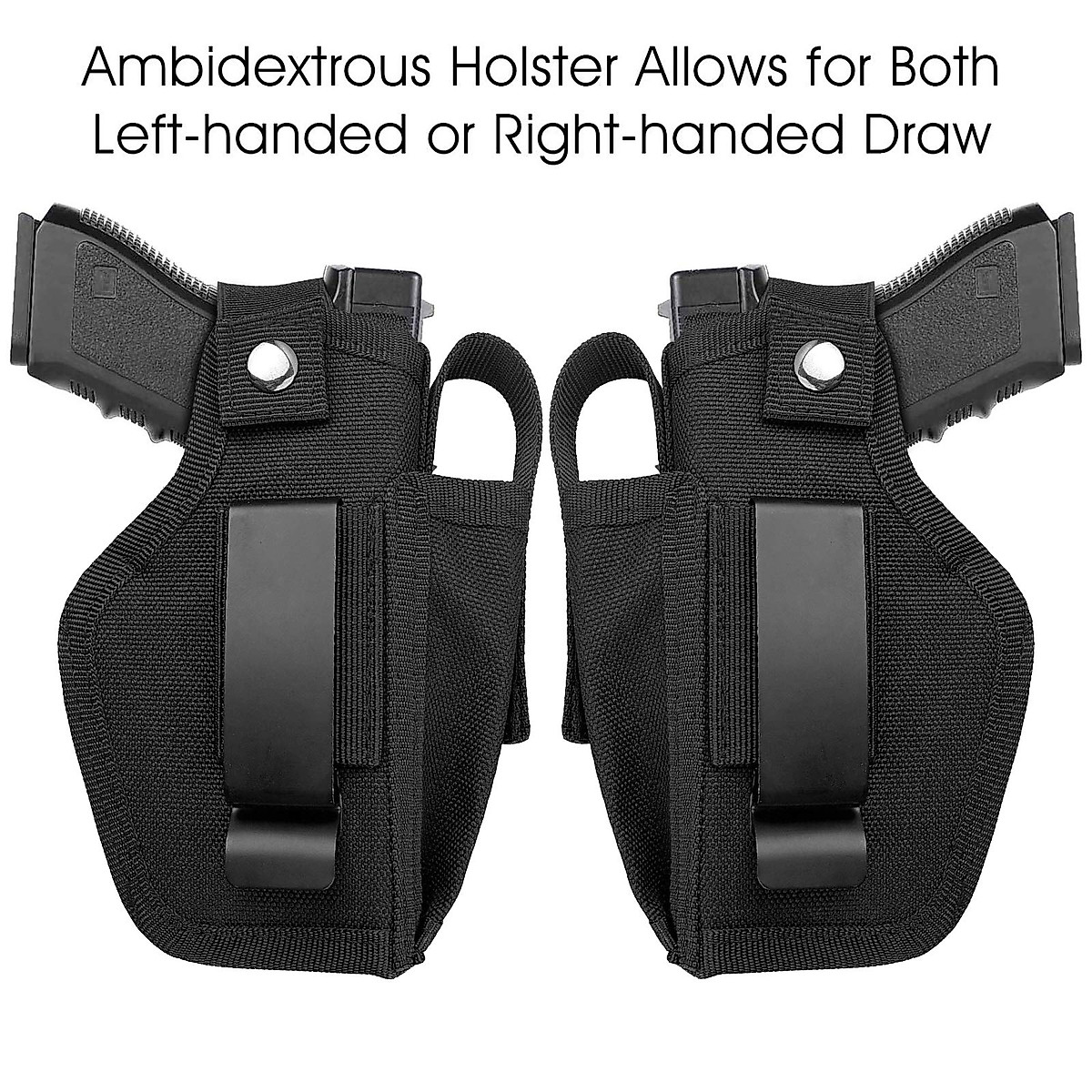 2 Pack Universal Concealed Carry Gun Holster for Women and Men, Inside or Outside The Waistband with Magazine IWB Holsters Right and Left Hand Draw Fits Subcompact Compact Full Size Pistols