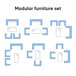 XZHQHB Patio Furniture Set of 4 Wicker Conversation Set with Soft Cushion Sofa Set Porch Outdoor PE Rattan Garden Chairs Sets with Tempered Glass Top Coffee Table, Black and Beige