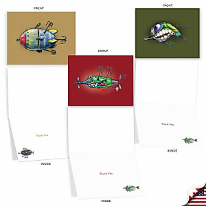 The Best Card Company 10 Assorted Thank You Notecards Bulk Box Set 4 x 5.12 Inch with Envelopes (10 Designs, 1 Each) Off The Hook M6543TYG